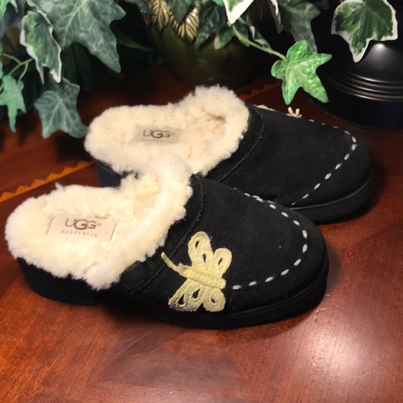 UGG | Shoes | Ugg Black Suede Butterfly Clogs | Poshmark